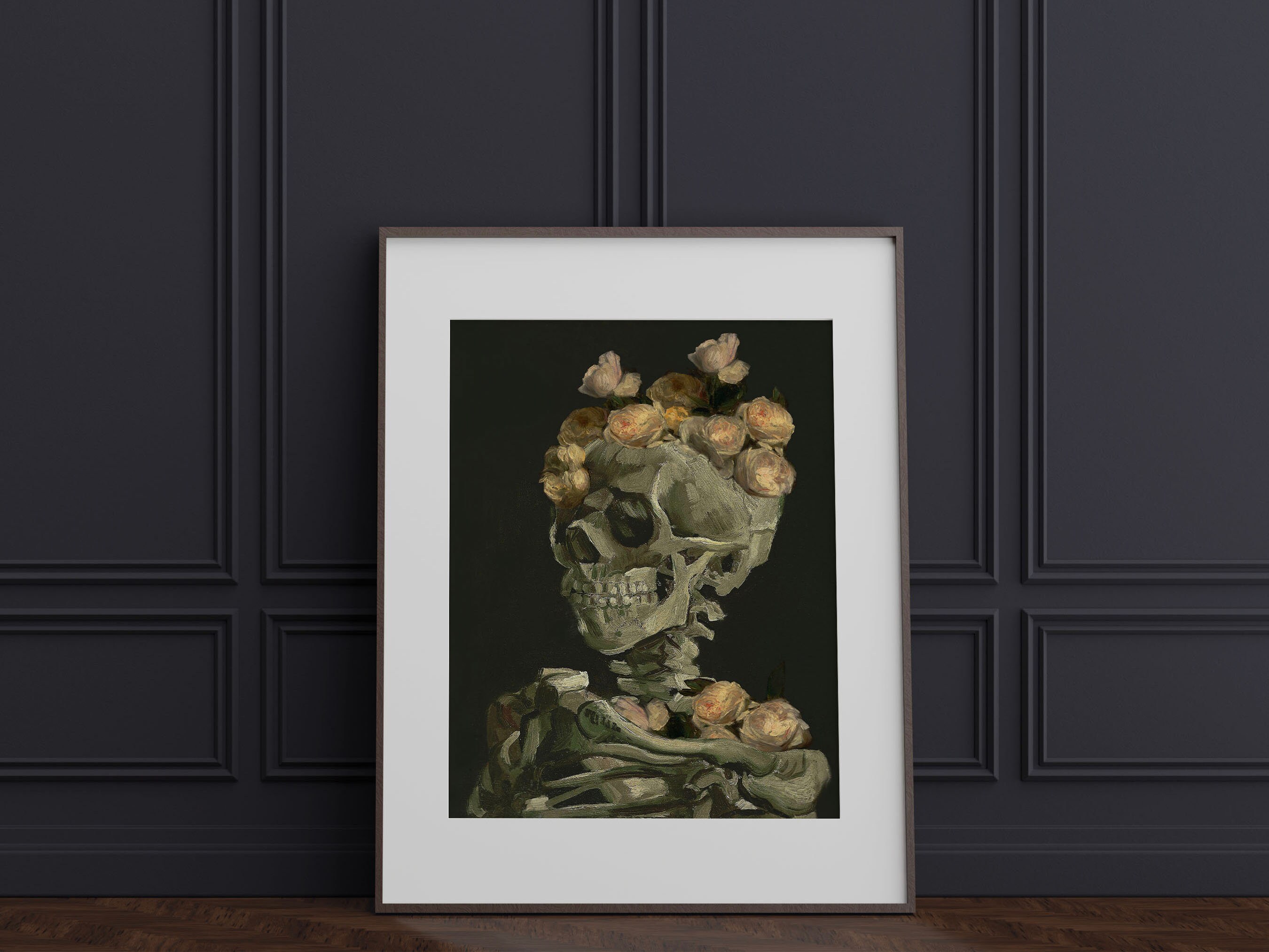 Beautiful Vintage Halloween Skeleton Decor Haunted Painting - Etsy