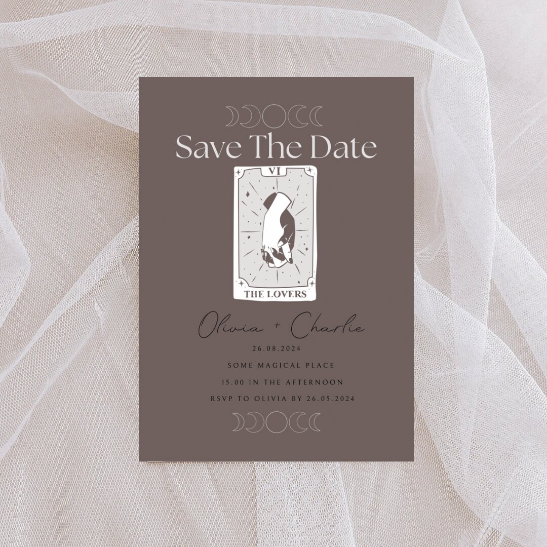 Boho Wedding Invite. Tarot Wedding. the Lovers Tarot. Budget Wedding ...