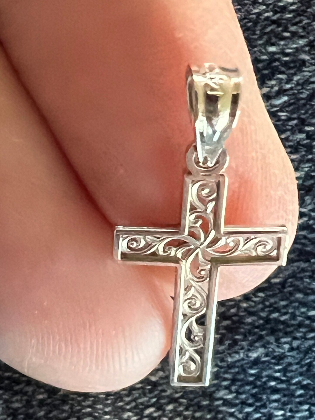 Vintage Filigree Small White Gold Cross Signed 14k CA - Etsy
