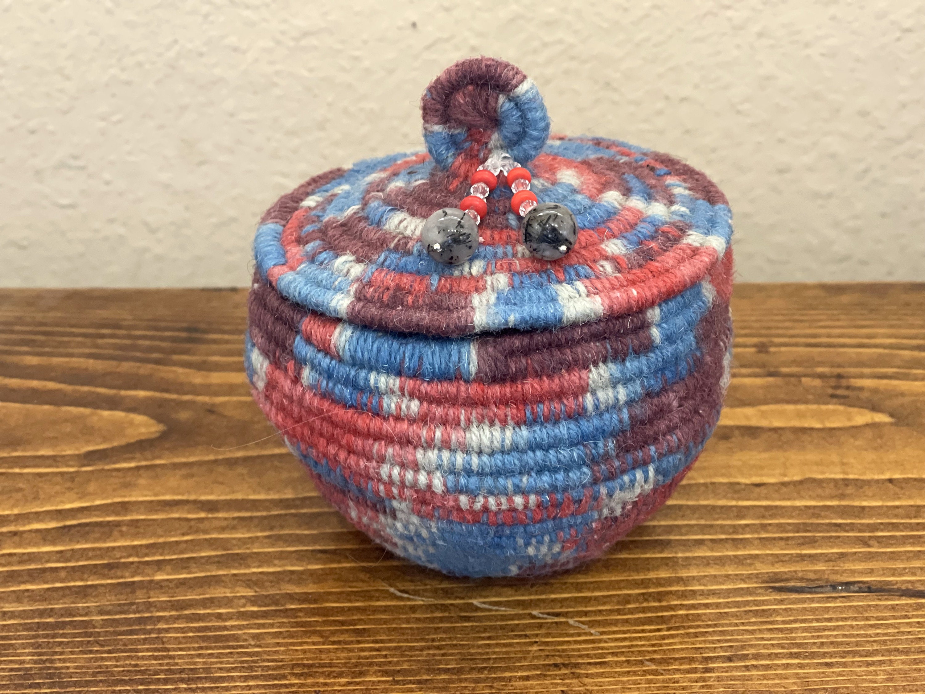 Red, White & Blue Native Coil Basket - Etsy
