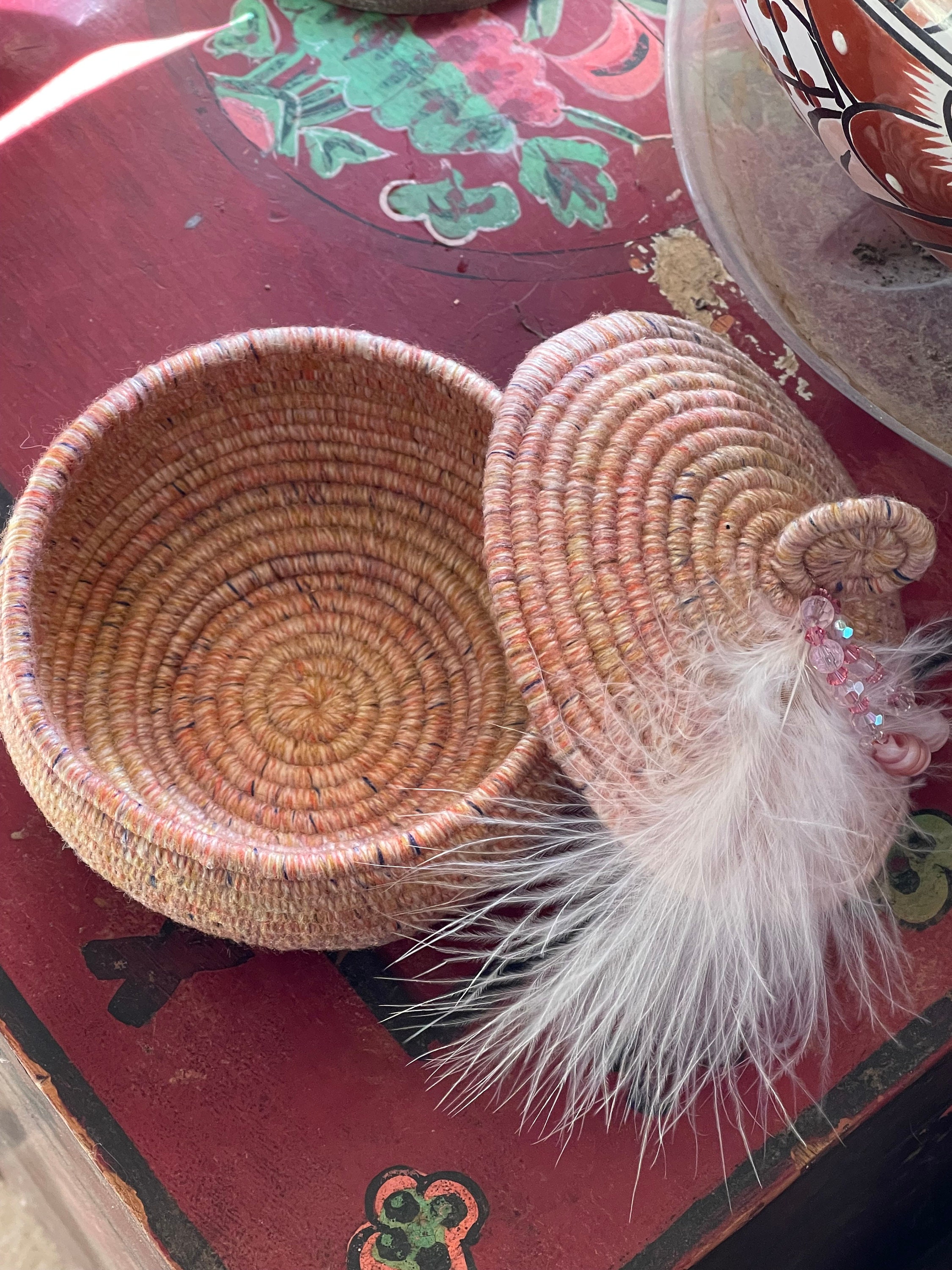 Peach Fluff Native American Coil Basket - Etsy