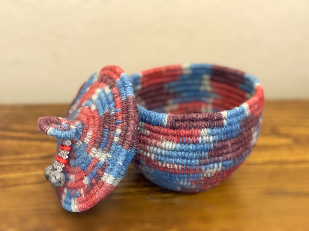 Red, White & Blue Native Coil Basket - Etsy