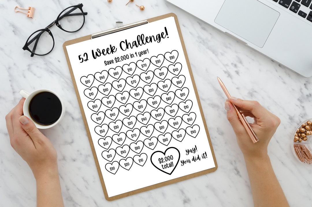 52 Week Challenge - Save 2000 Dollars in 1 Year! - Savings Account ...