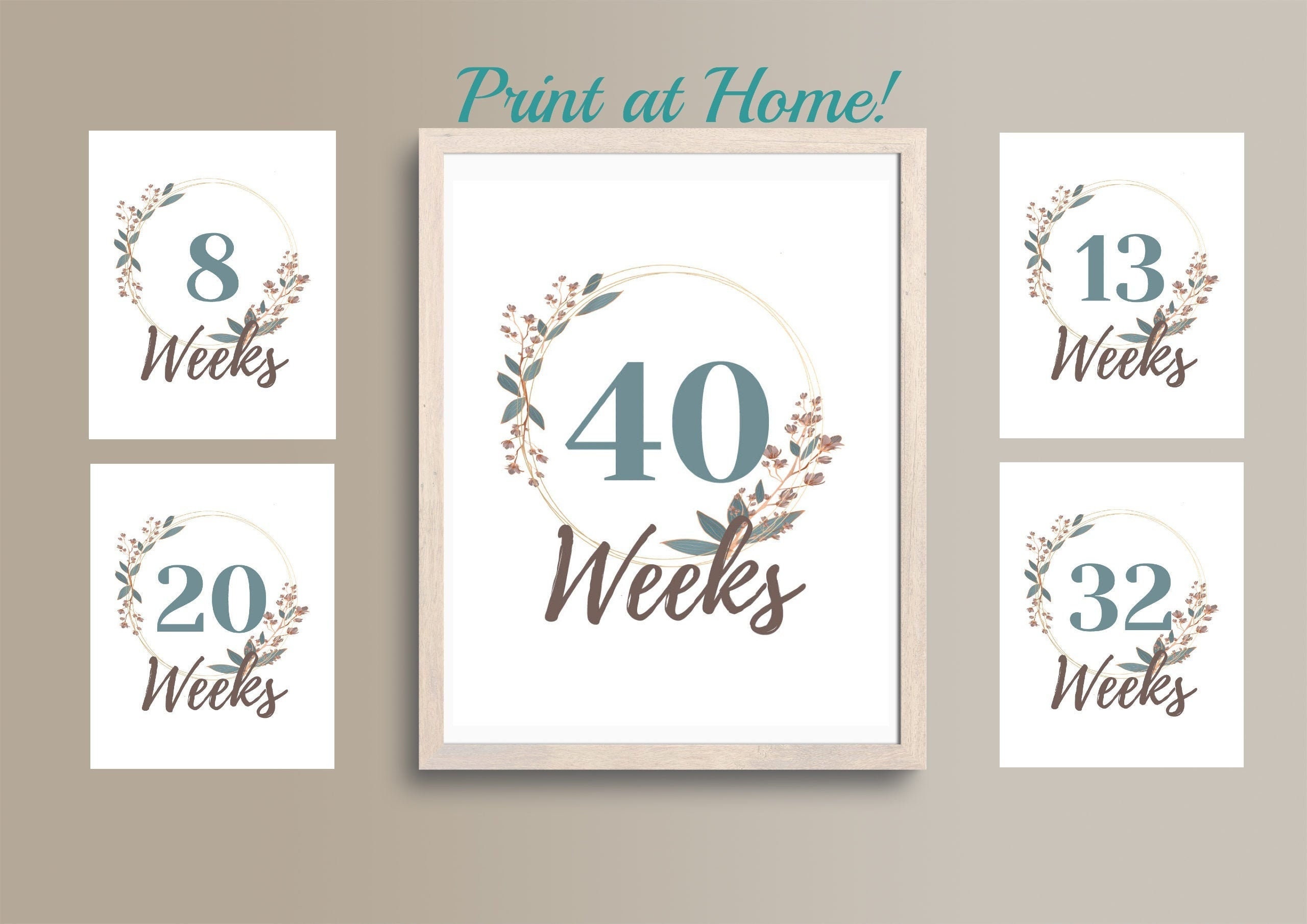 Printable Weekly Pregnancy Signs - Weeks 4-42 Floral Countdown Prints ...