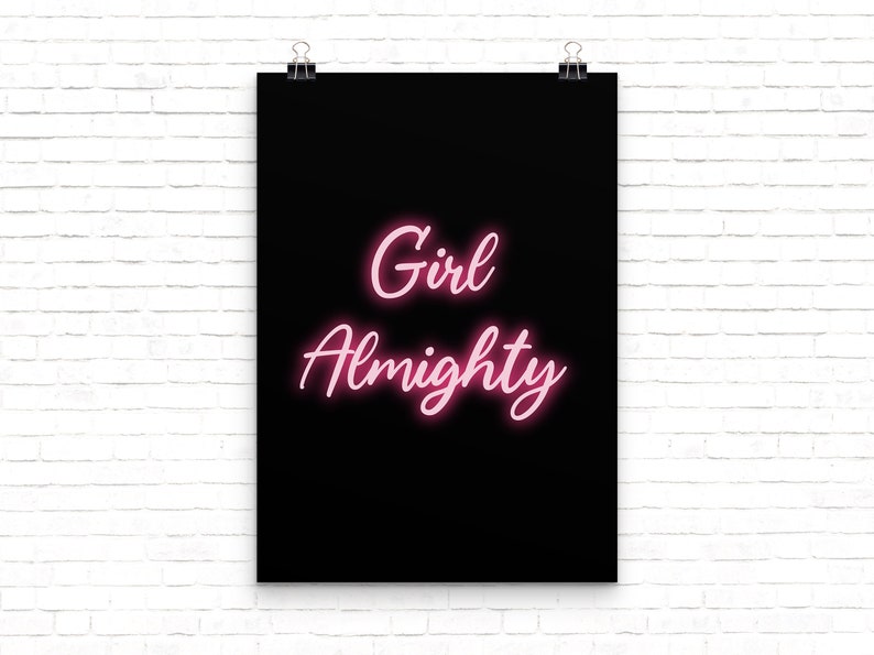 One Direction Print Girl Almighty Pink Neon Sign Song | Etsy