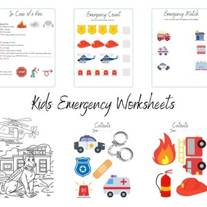 Kids Emergency Safety Printable Workbook, Preschool Children Activity ...