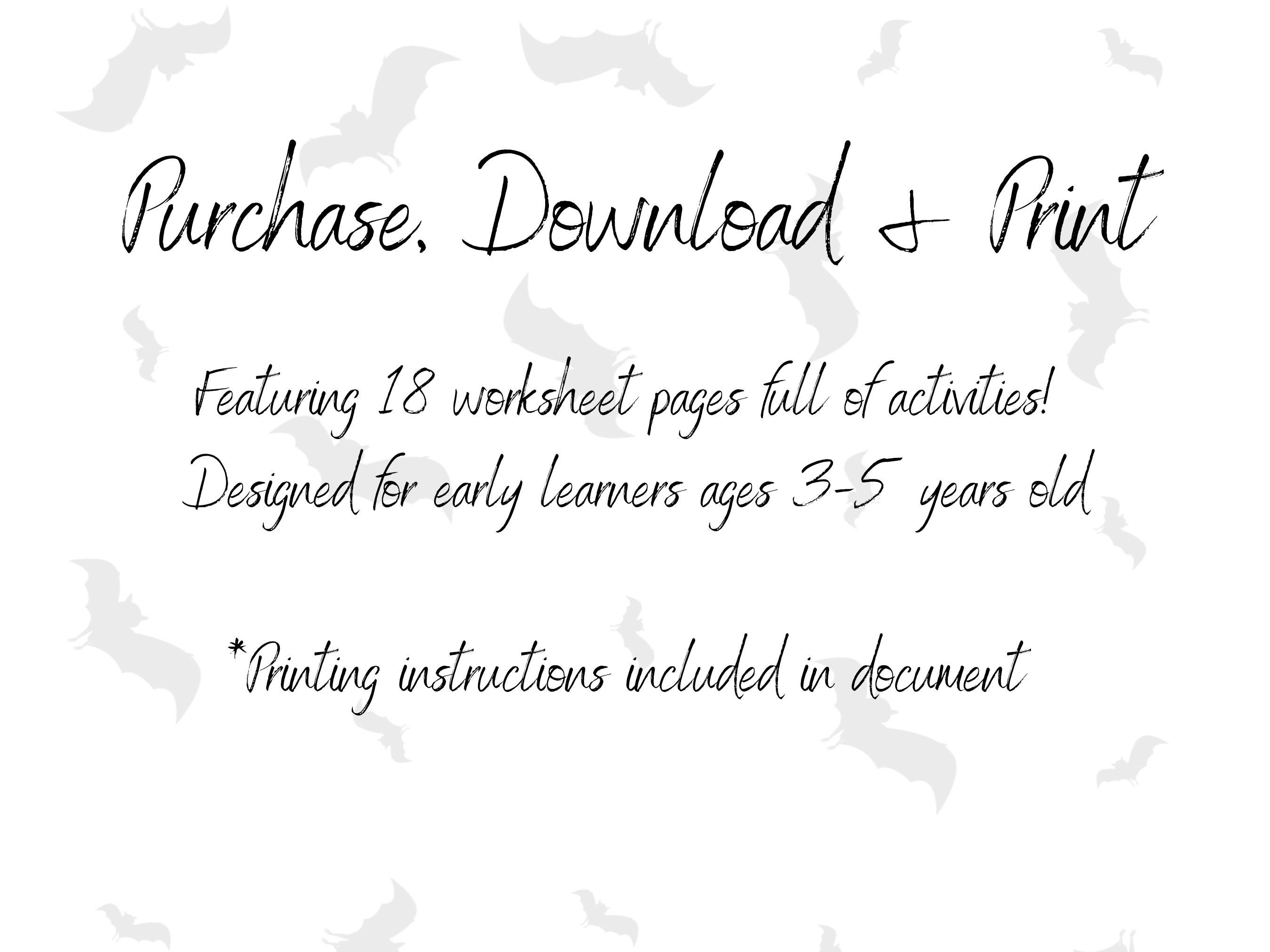 Halloween Printable Workbook, Fall Preschool Activity, Early Learning ...