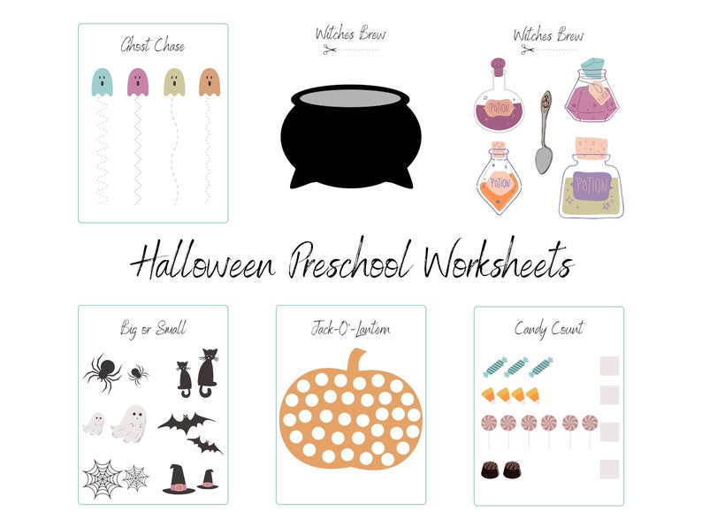 Halloween Printable Workbook, Fall Preschool Activity, Early Learning ...