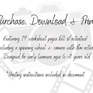 Kids Photography and Camera Worksheets- Ages 4-9- Preschool ...