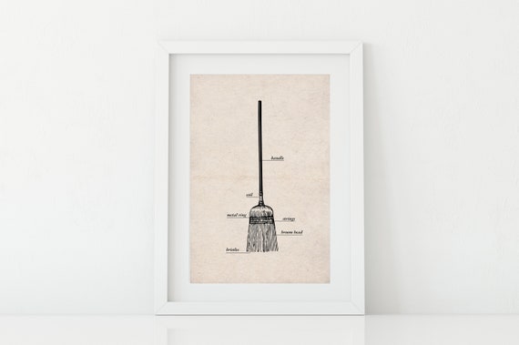 Witches Broom Diagram Halloween Fall Print Halloween Sign - Etsy