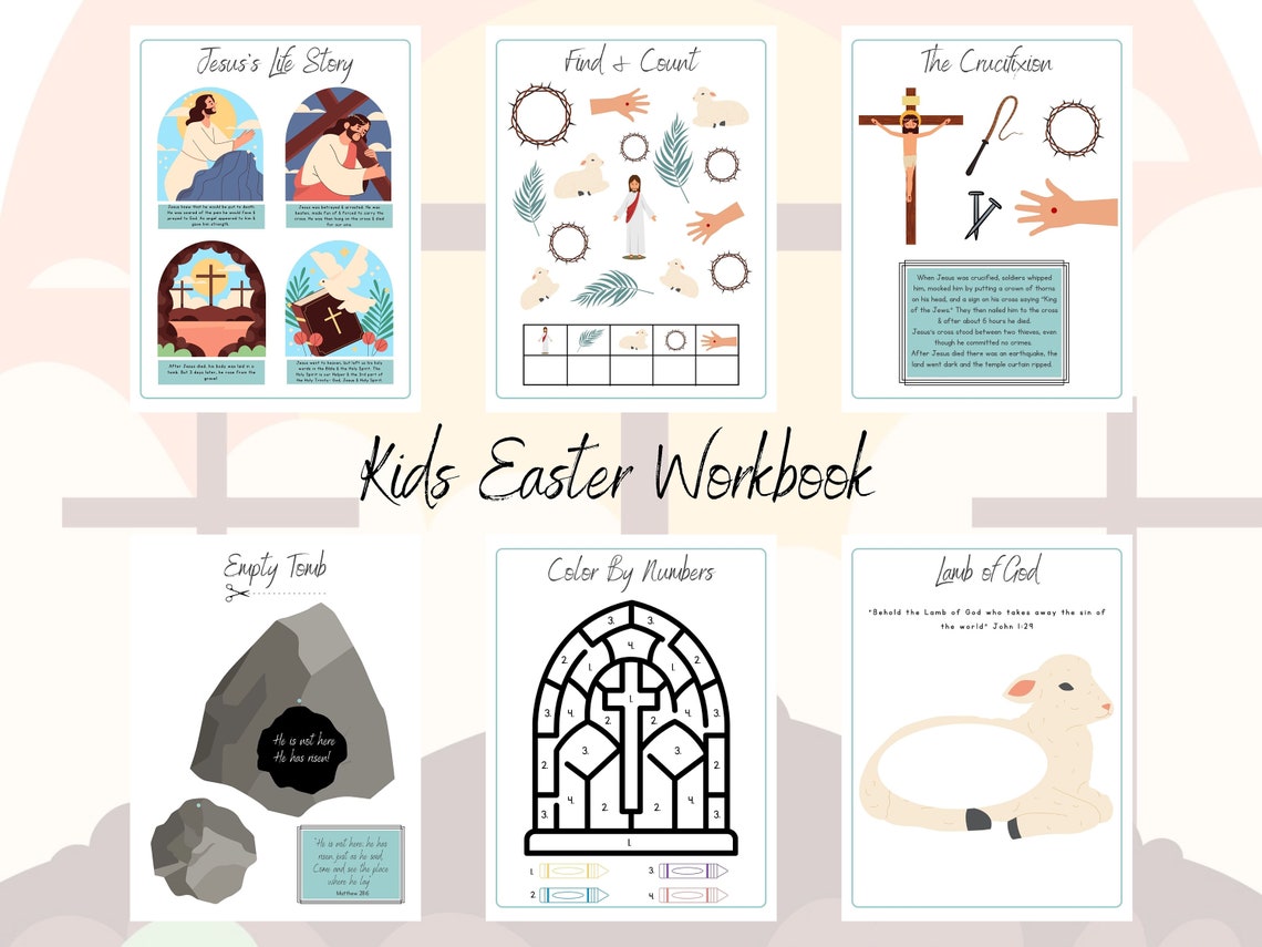 Kids Easter Bible Story Worksheets- Ages 4-10- Preschool, Kindergarten ...