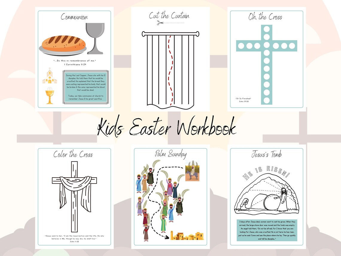 Kids Easter Bible Story Worksheets- Ages 4-10- Preschool, Kindergarten ...