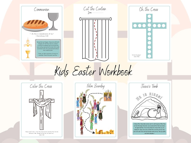 Kids Easter Bible Story Worksheets- Ages 4-10- Preschool, Kindergarten ...