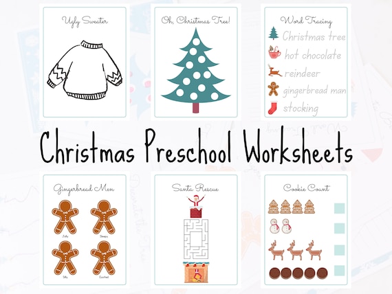 Christmas Printable Workbook Santa Preschool Activity Early - Etsy