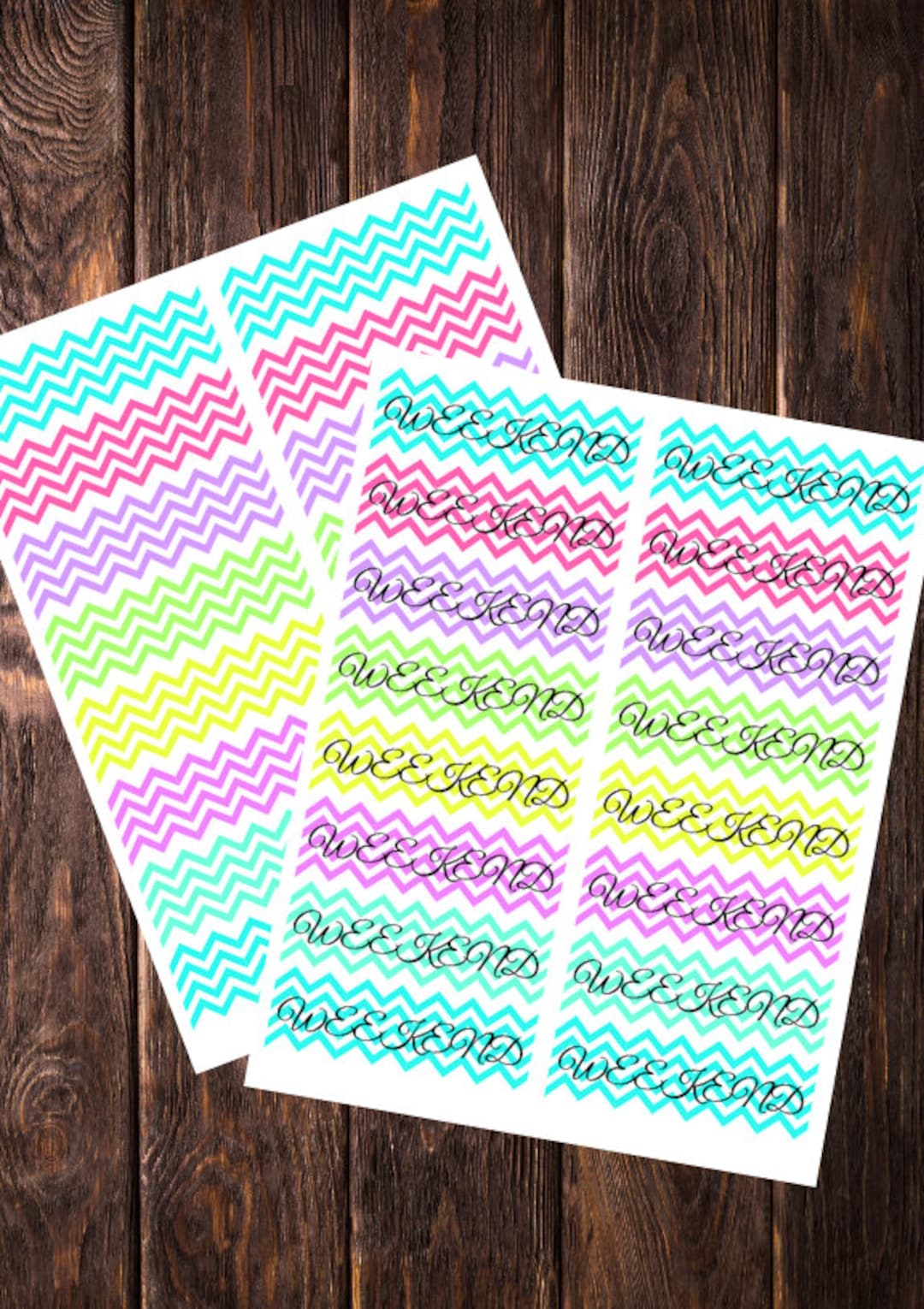 32 Chevron Weekend Stickers, Printable and Editable, Planner & Calendar ...