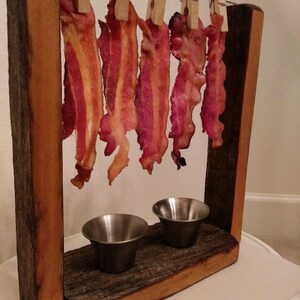 Reclaimed Wood Clothesline Bacon Hanger, Bacon Lovers,party Display ...