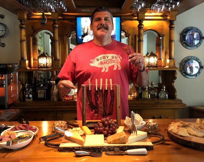 Reclaimed Wood Clothesline Bacon Hanger, Bacon Lovers,party Display ...