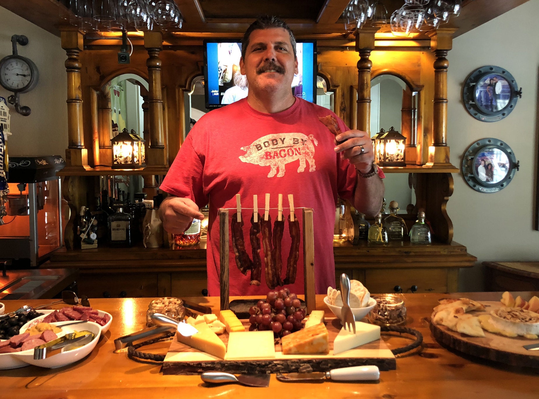 Reclaimed Wood Clothesline Bacon Hanger, Bacon Lovers,party Display ...