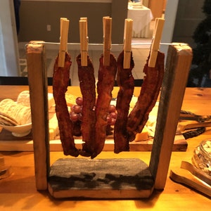 Reclaimed Wood Clothesline Bacon Hanger, Bacon Lovers,party Display ...