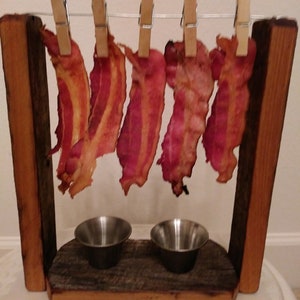Reclaimed Wood Clothesline Bacon Hanger, Bacon Lovers,party Display ...