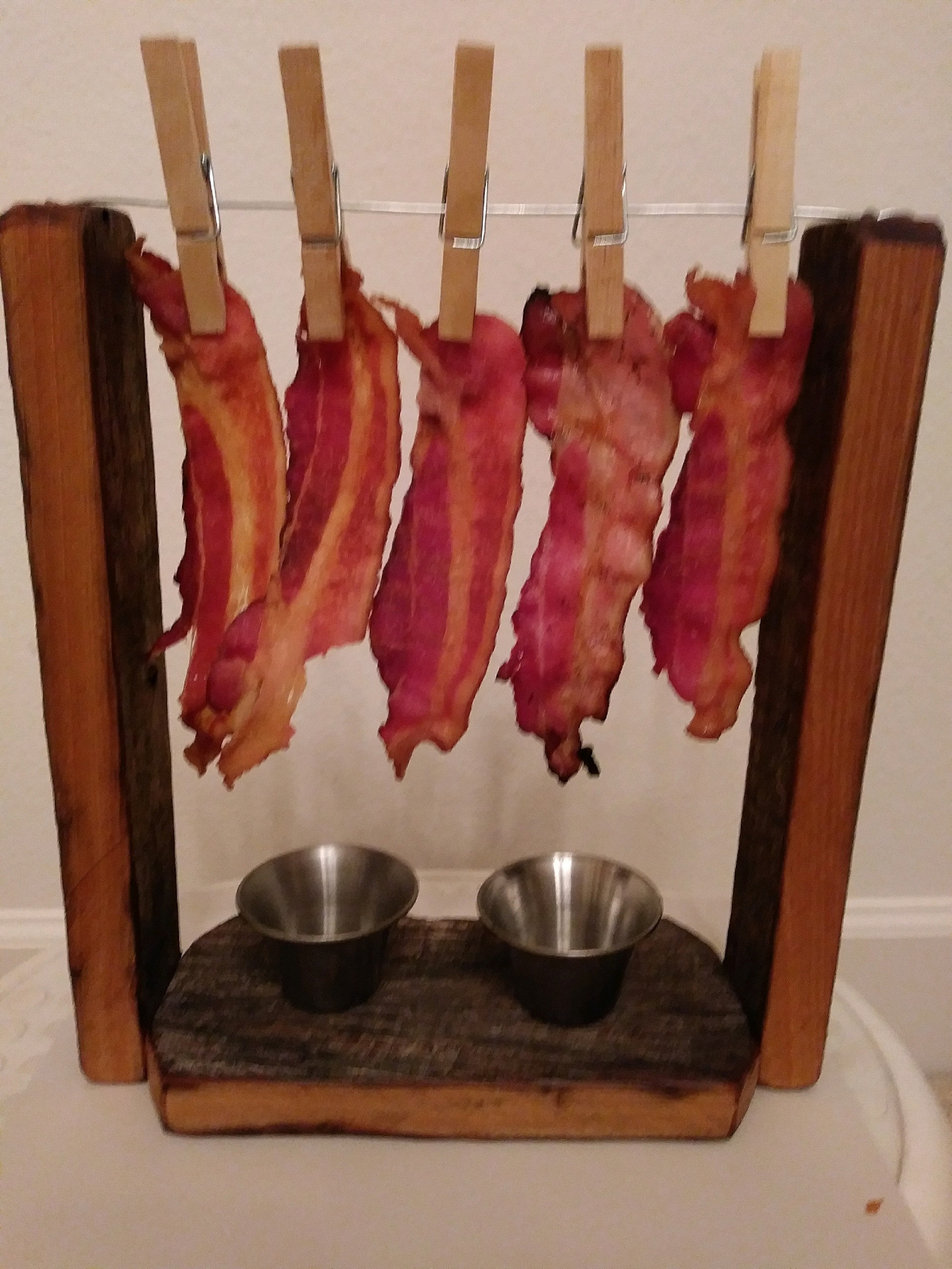 Reclaimed Wood Clothesline Bacon Hanger, Bacon Lovers,party Display ...