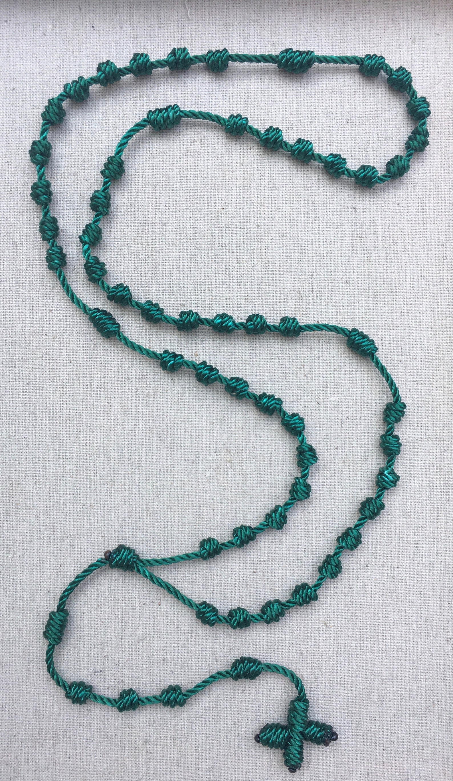 Forrest Green Knotted Twine Rosary - Cord Rosary - Nylon Rosary - Rope ...