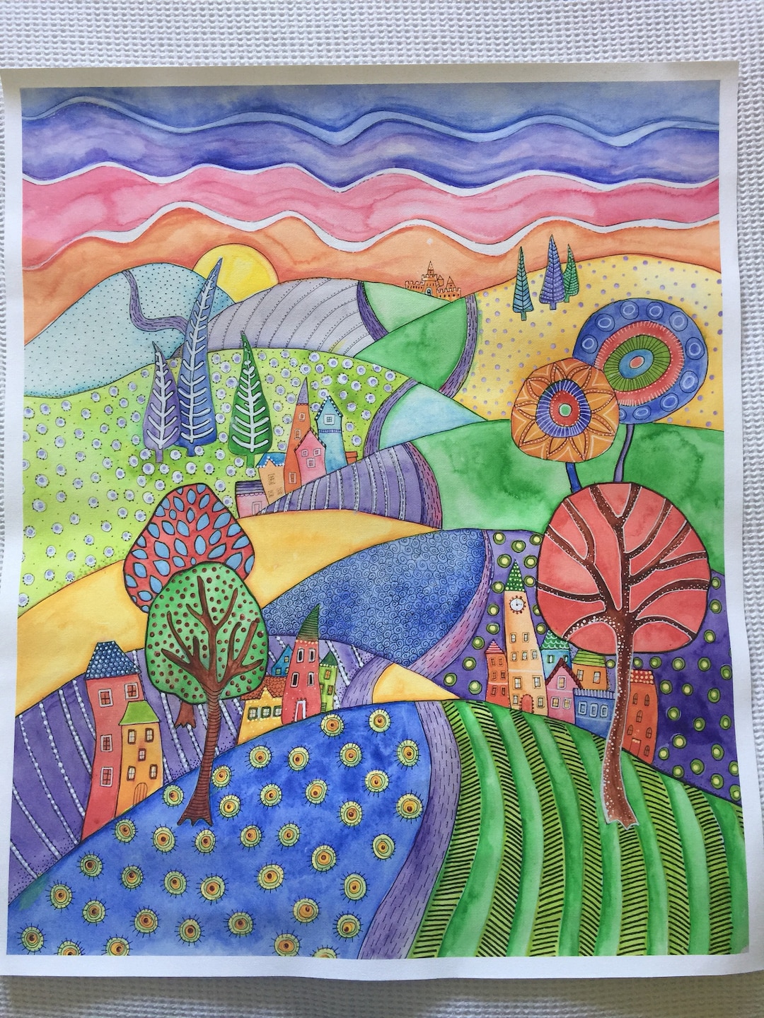 Folk Art Landscape - Etsy