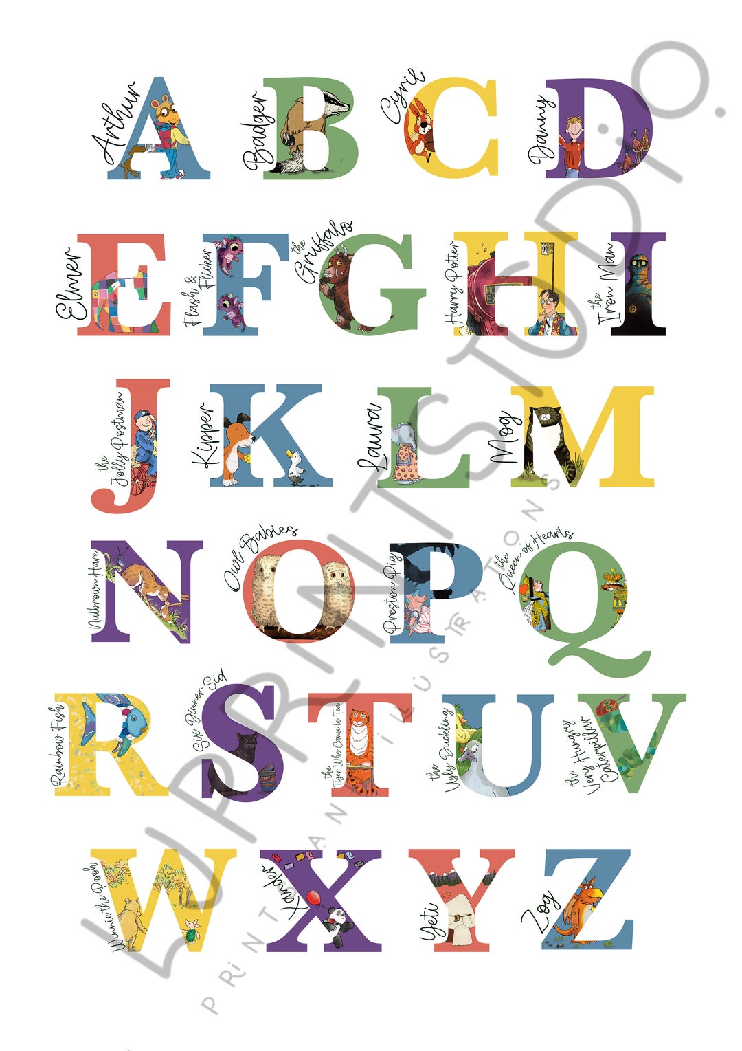 Printable Children's Book Character Alphabet Posters, Classroom ...