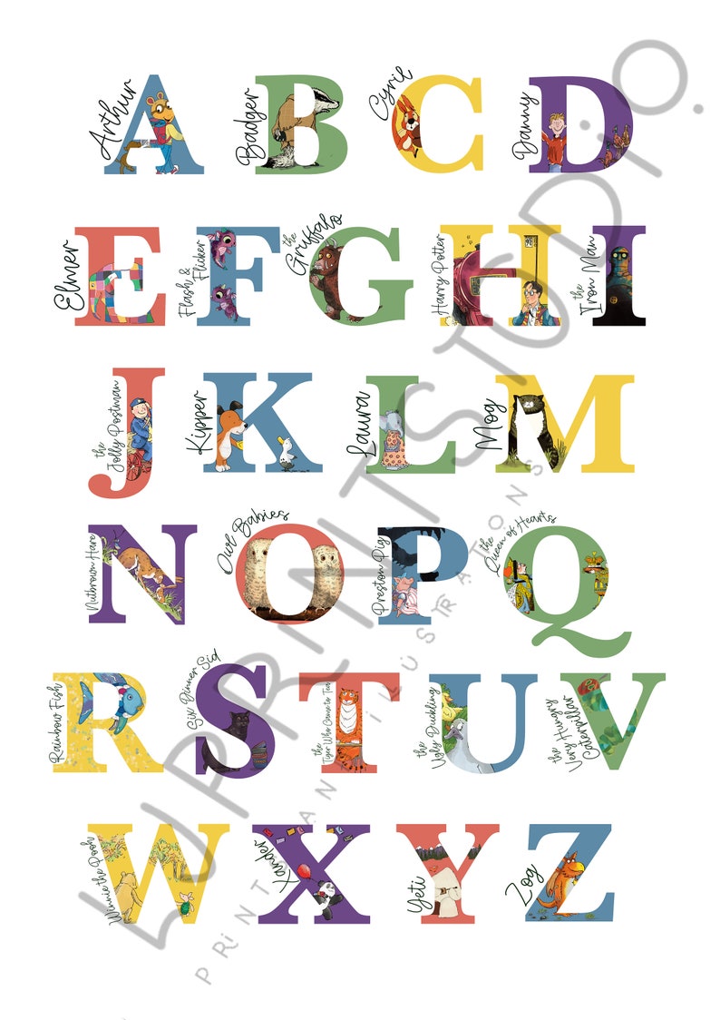 Printable Children's Book Character Alphabet Posters, Classroom ...