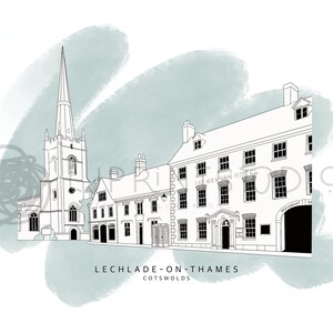 LECHLADE ON THAMES, Cotswolds, Digital Download Illustration - Etsy
