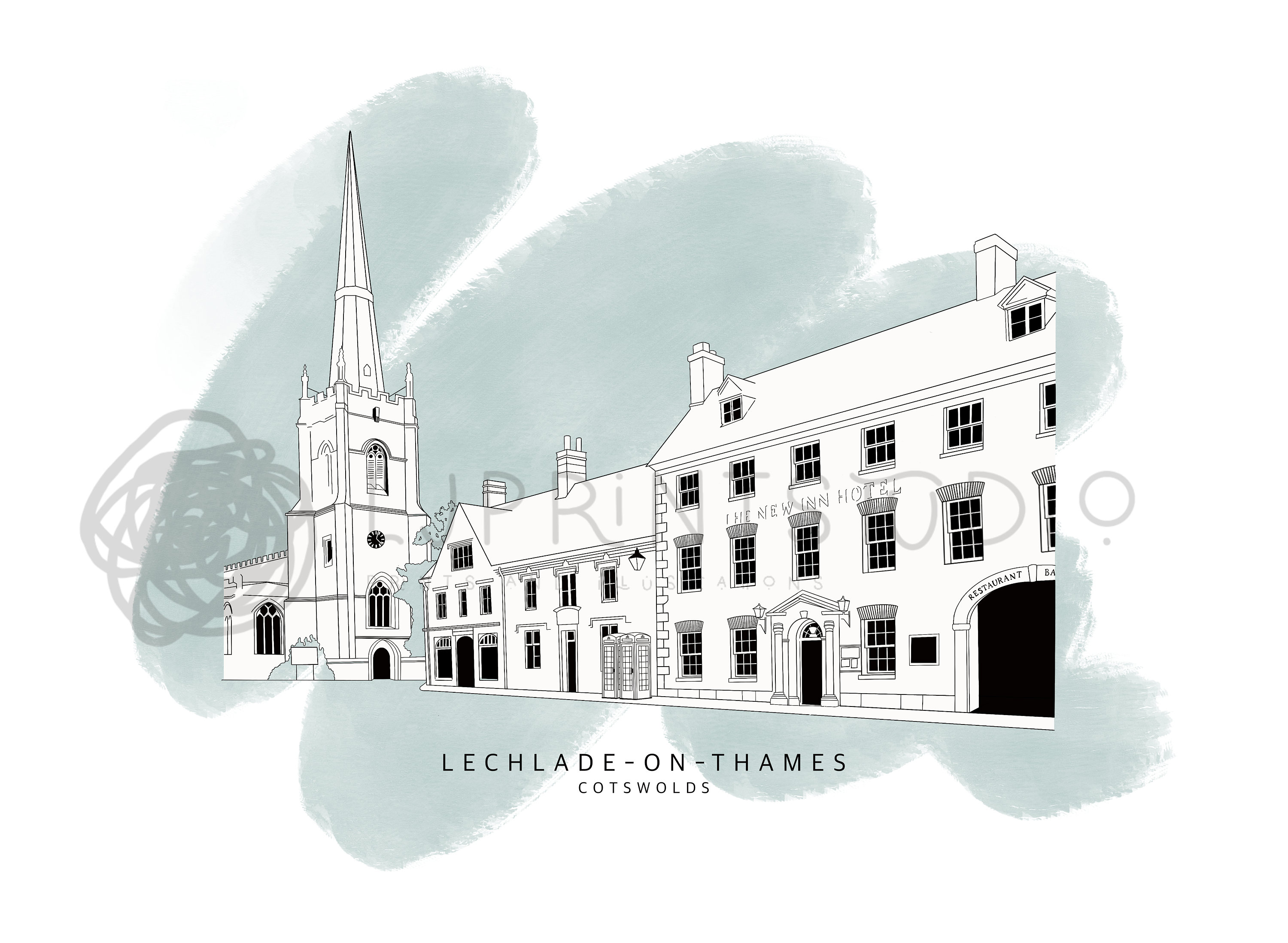 LECHLADE ON THAMES, Cotswolds, Digital Download Illustration - Etsy