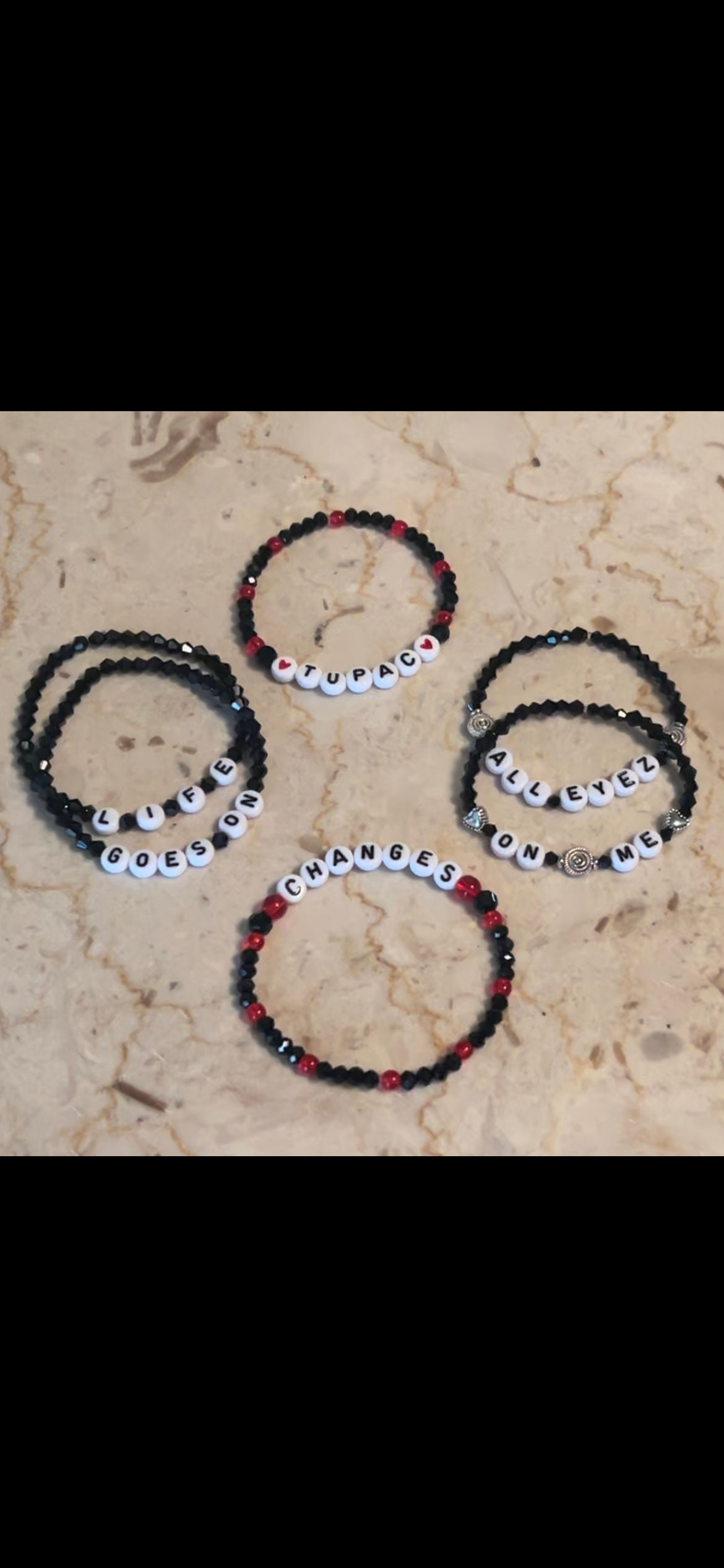 TUPAC 6 Pack Bracelet Set. All Eyez on Me - Etsy
