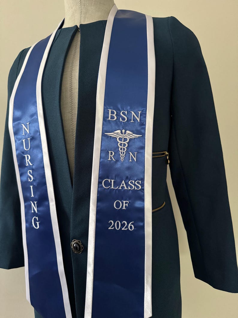 BSN RN Graduation Stole 2026 Nursing Sash, Class of 2026 Blue With ...