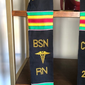Custom Black Nursing Graduation Stoles Class of 2024 Kente Sash, BSN RN ...