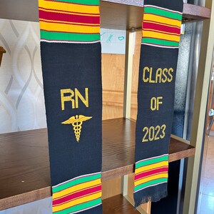Nurses Graduation Stoles, RN Class of 2023, Black Kente Sash Embroidery ...