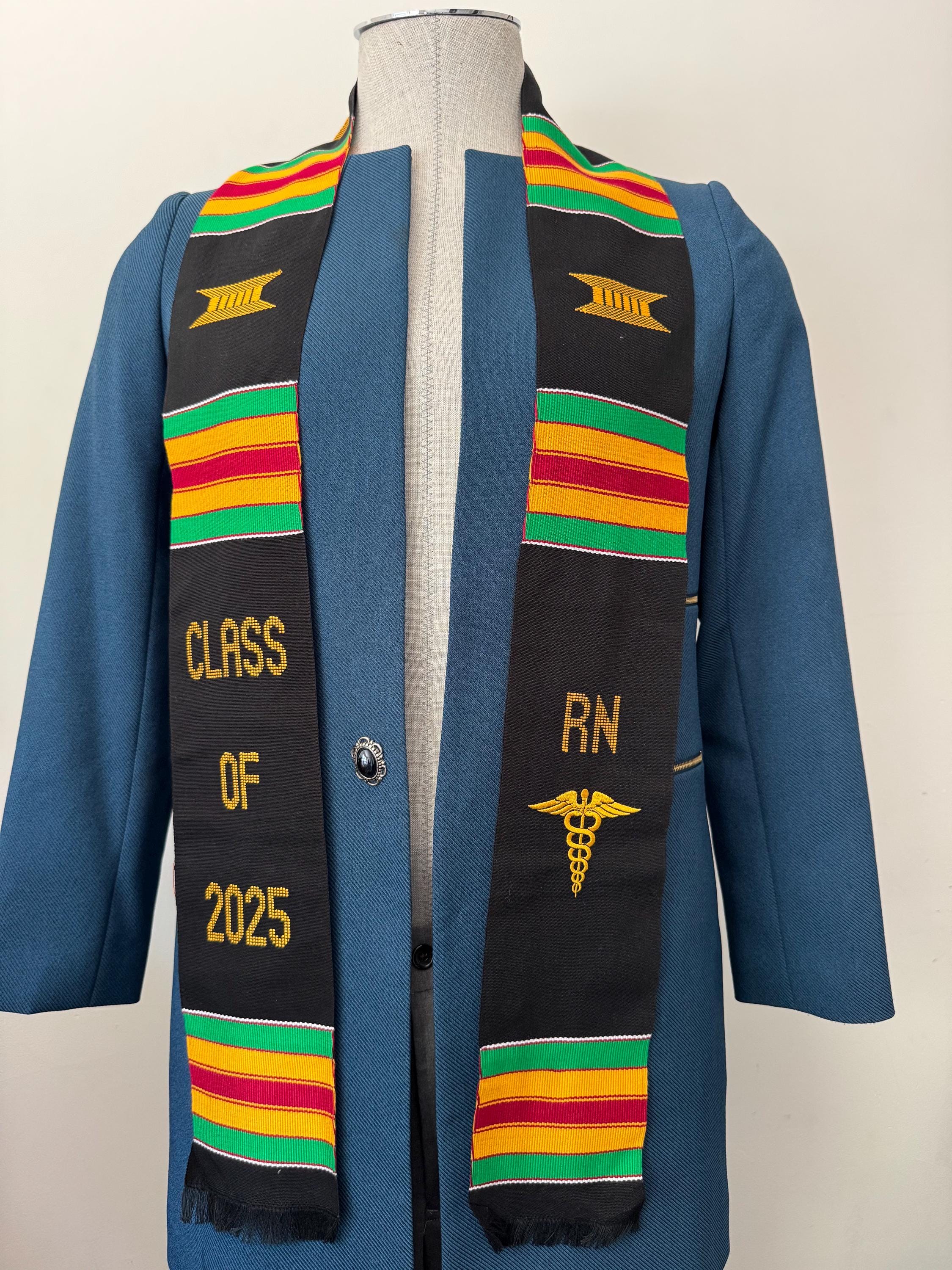 RN Graduation Stole: Black Kente Sash, Class of 2024 - Etsy