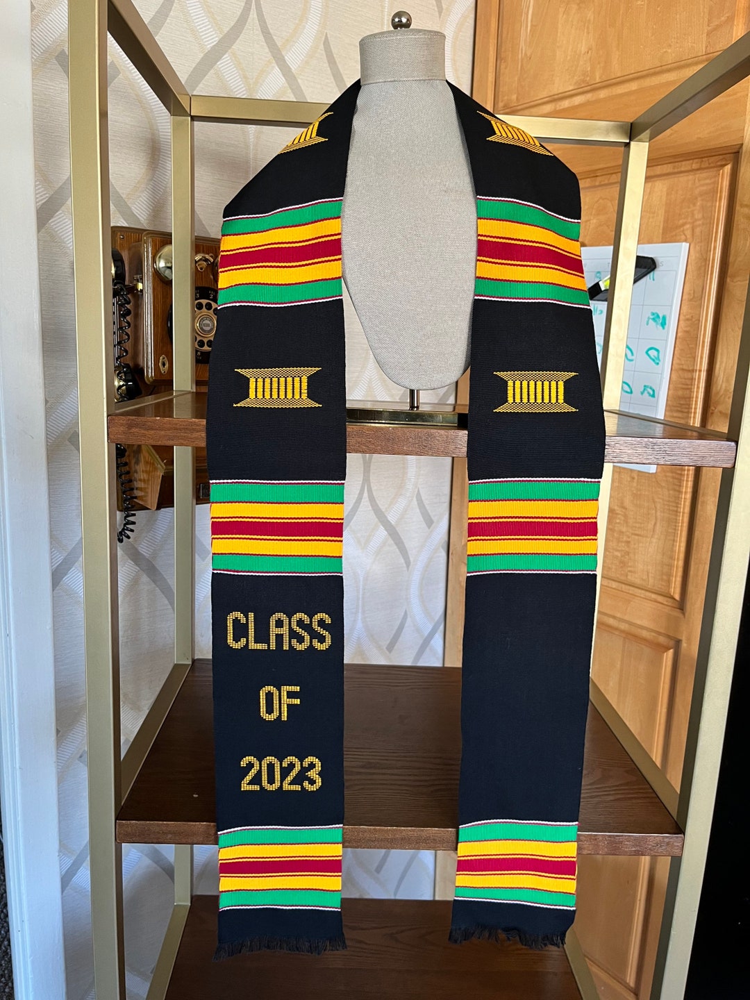 Custom Graduation Stoles Class of 2023, Black African Kente Sash ...