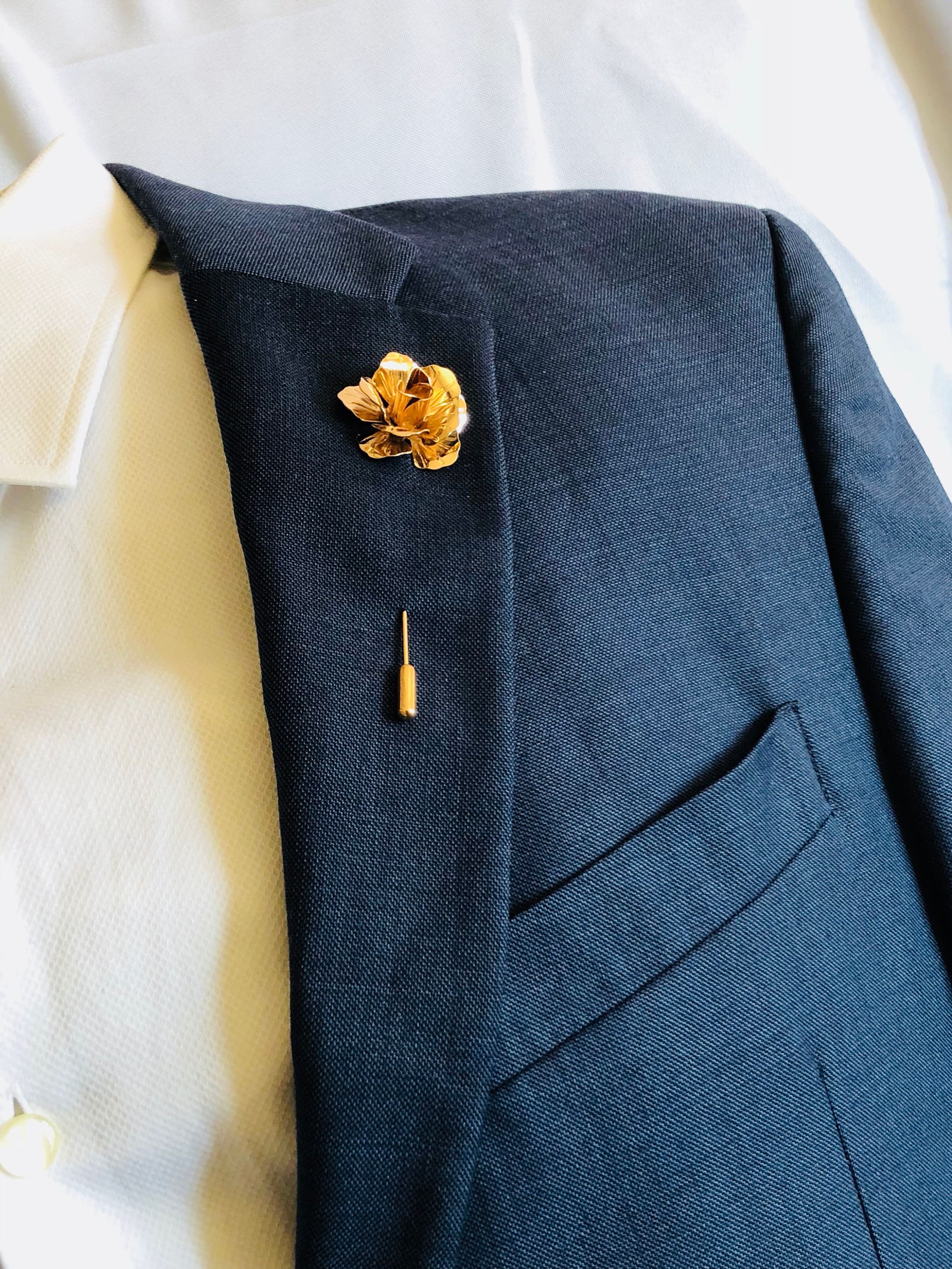 Lapel Pin Rose Flower Gold Metal Wedding Pin | Etsy