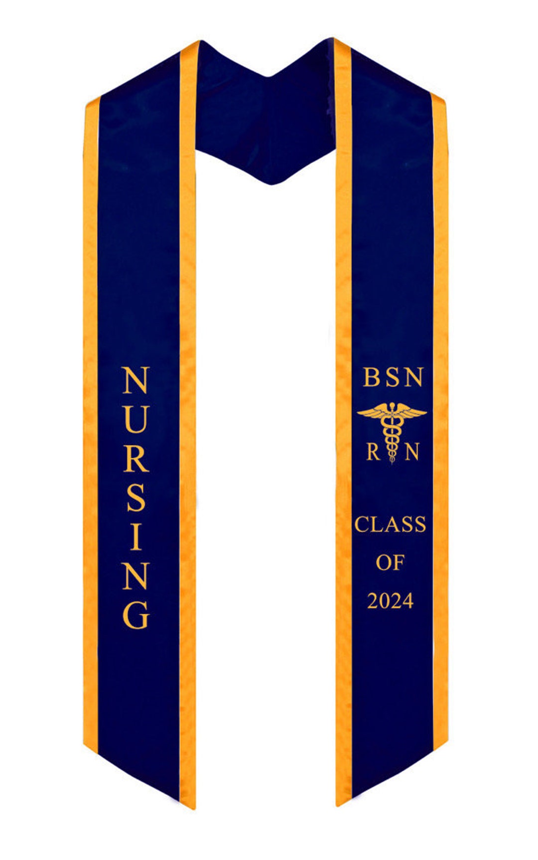 Custom Navy Blue With Gold Trim Nurse Graduation Stole Class of 2024 - Etsy