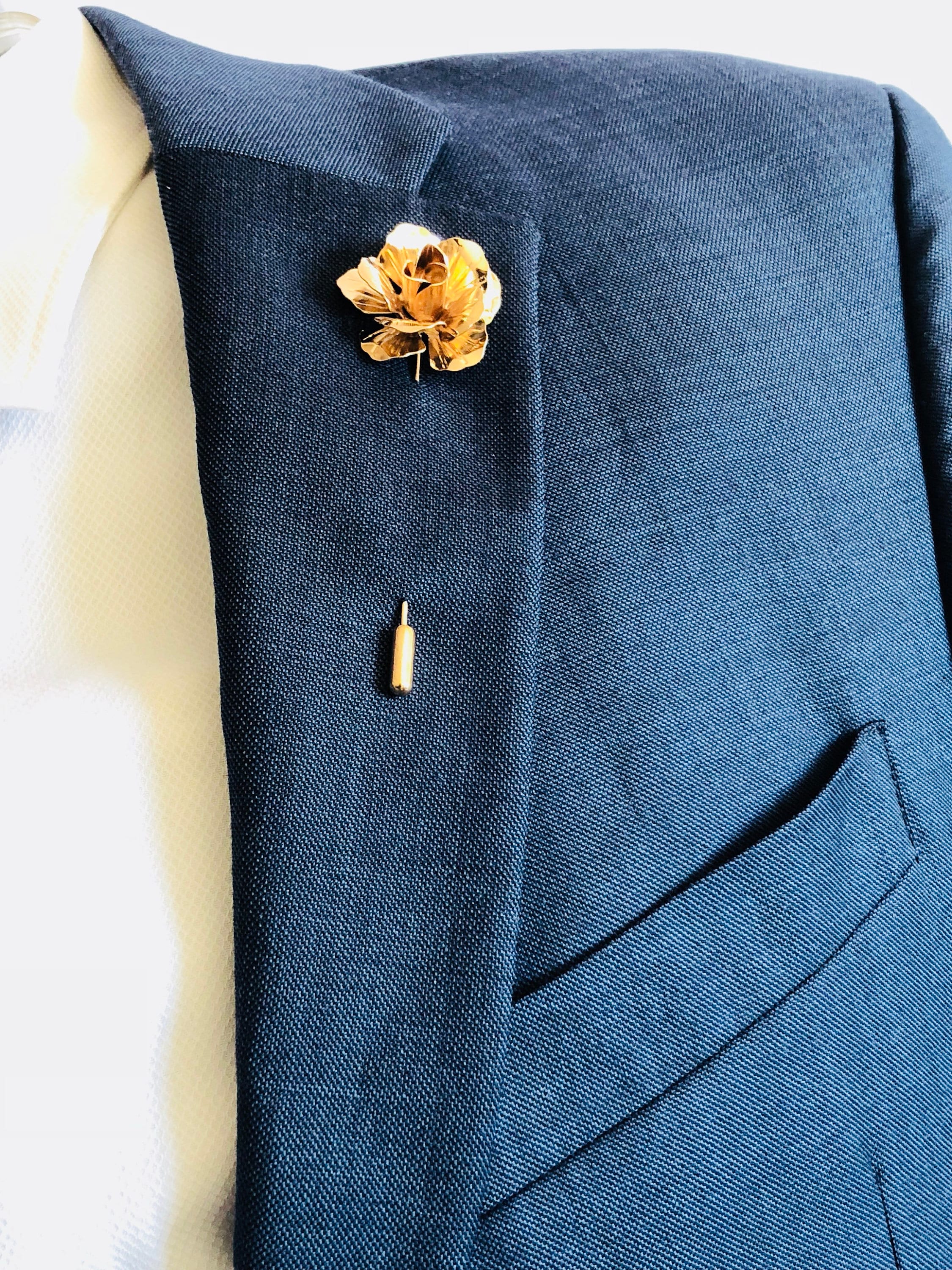 Lapel Pin Rose Flower Gold Metal Wedding Pin - Etsy