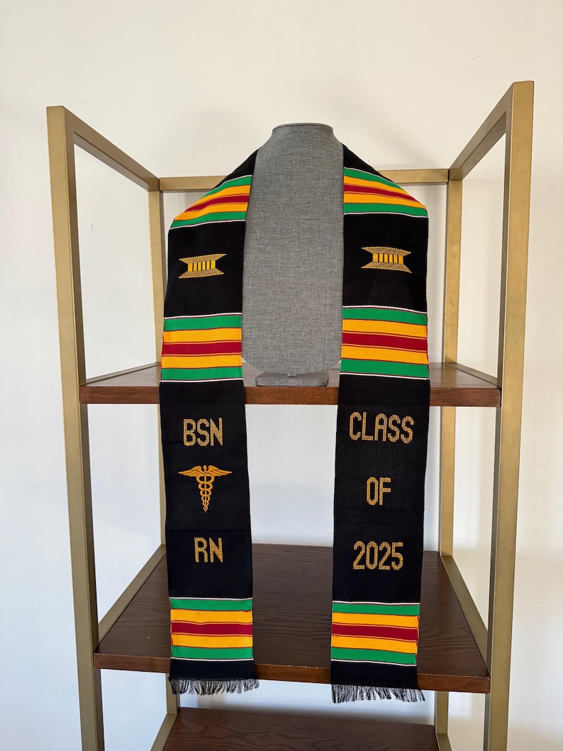 Custom Kente Nursing Graduation Stole: Class of 2025, Handmade in Ghana ...