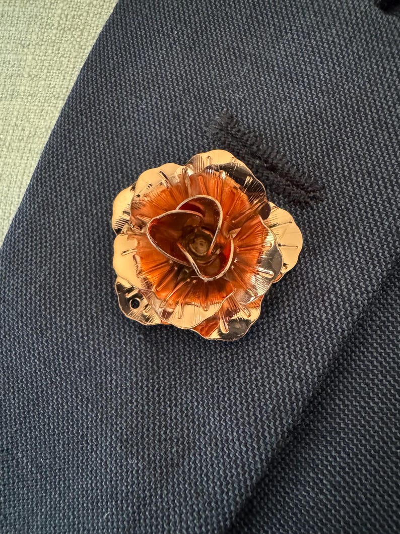Lapel Pin Rose Flower Gold Metal Wedding Pin - Etsy