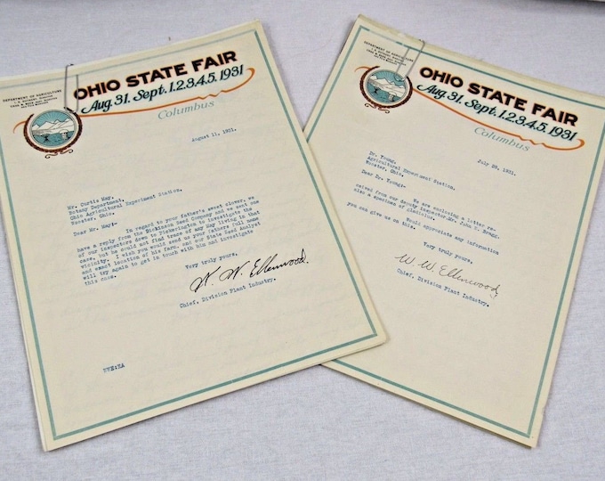 Vintage Ohio State Fair Letterheads, Agricultural Letters 1929-1931 ...