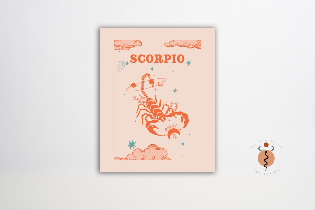 Scorpio Retro Zodiac Poster 70s Print Astrology Gift Scorpio Astrology ...