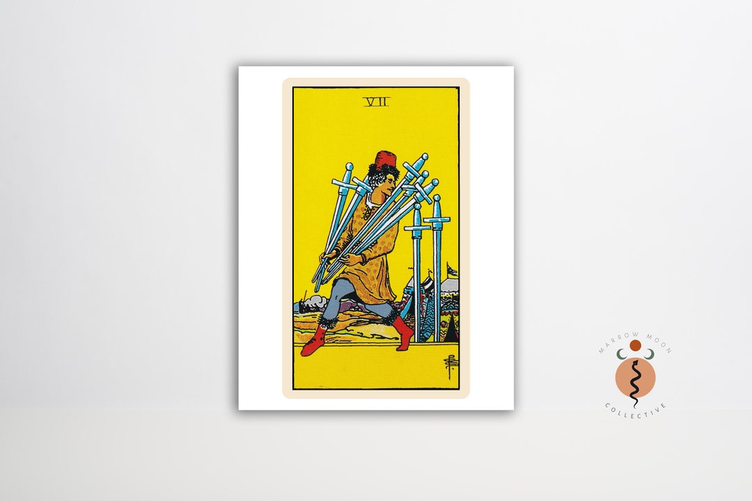 The Seven of Swords Tarot Card Poster Gothic Art Tarot Witchy Poster ...