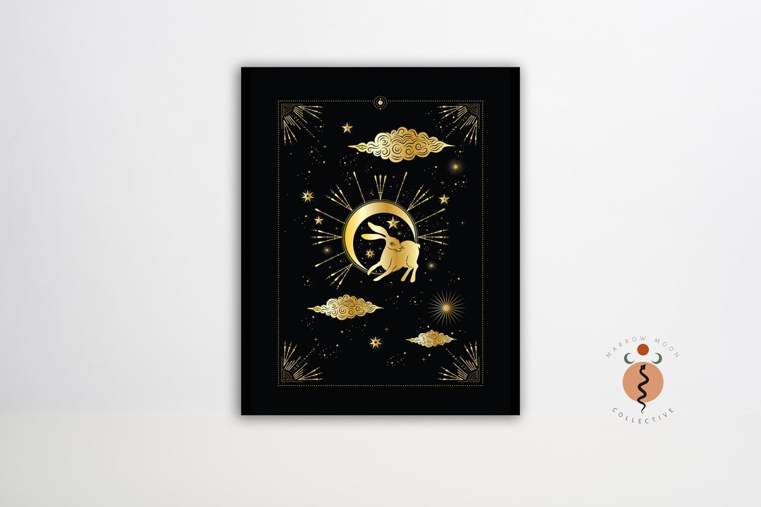 Rabbit Celestial Esoteric Art Witchy Poster Mystical Rabbit Wall Art ...