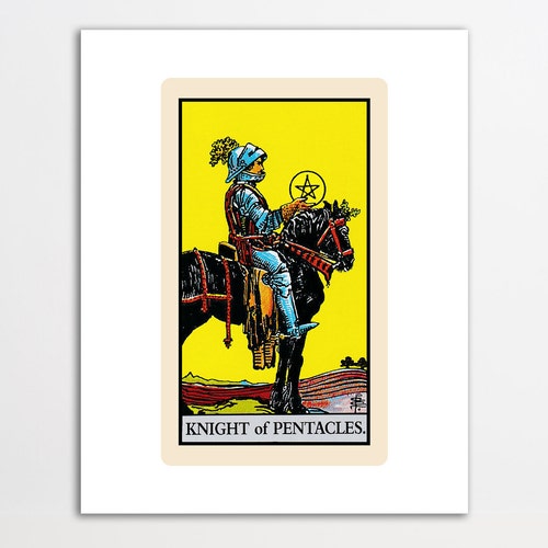 Knight Of Pentacles Tarot Card Art Print Etsy