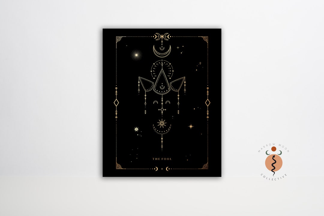 The Fool Black and Gold Tarot Card Print Gothic Art Tarot Witchy ...