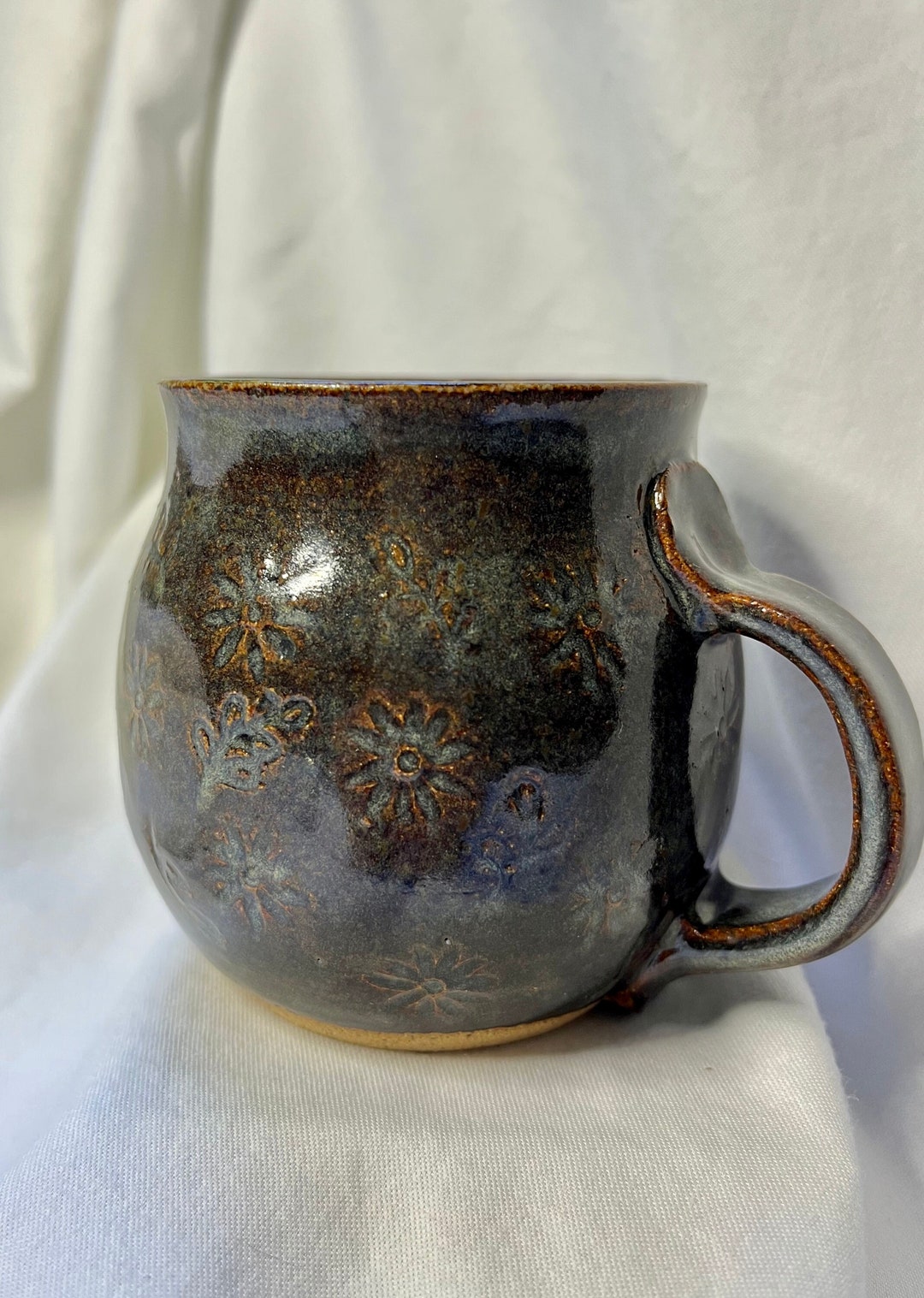 8oz Round Hand-carved Floral Mug - Etsy
