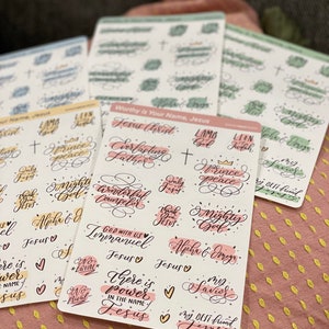 Names of Jesus Sticker Sheet | Hand-lettering Stickers | Bible ...
